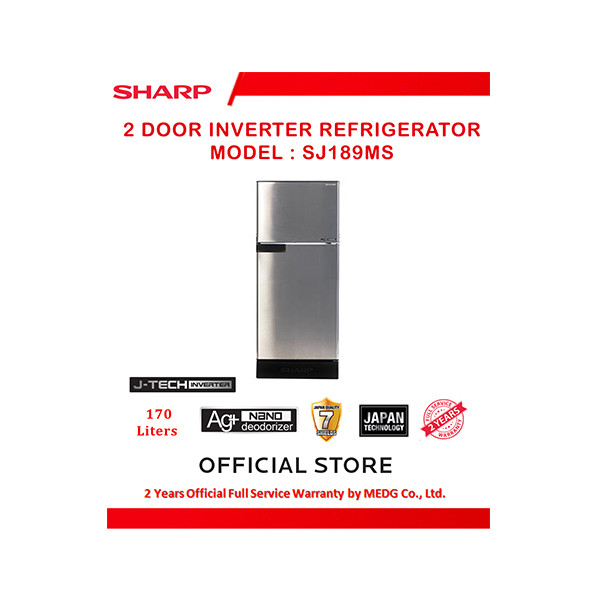 SHARP 2 Door Inverter Refrigerator SJ189MS